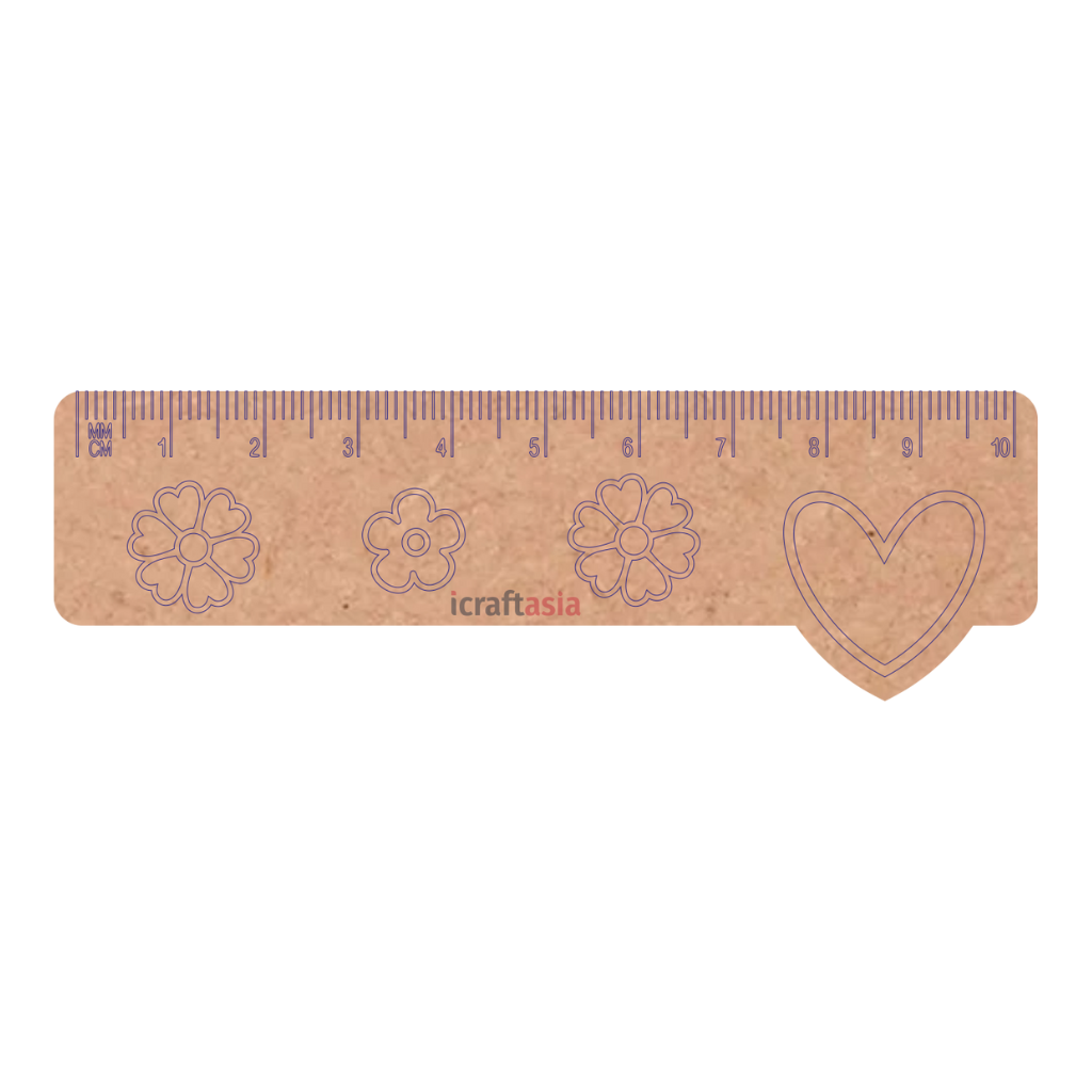 Buy Floral & Heart Themed MDF Ruler Cutout